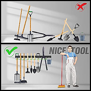 SWANLAKE 64 Inch Adjustable Storage System, Wall Mounted Hooks Tool Organizer，Garden Tool Hangers