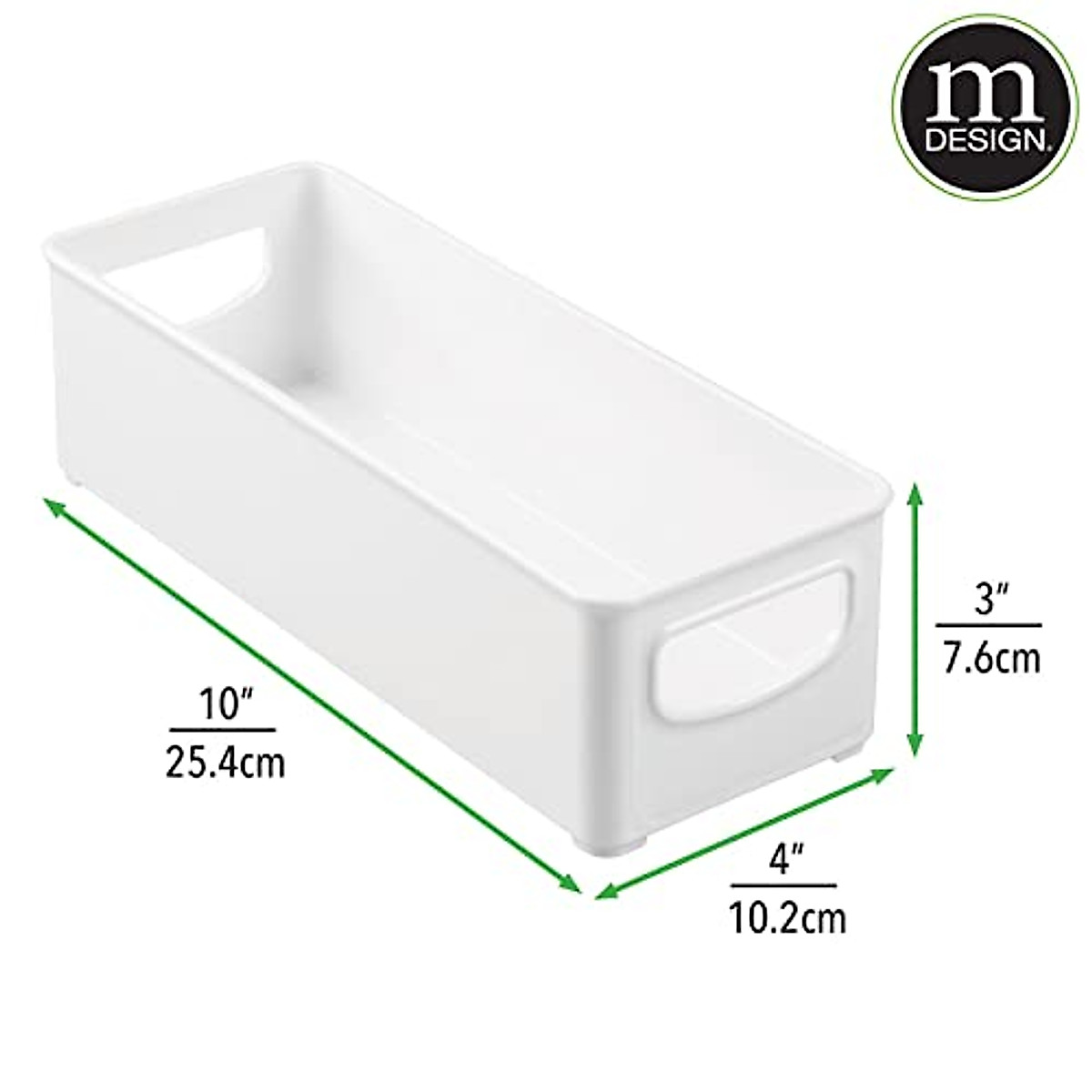 mDesign Small Plastic Bathroom Storage Container Bins with Handles for Organization in Closet, Cabinet, Vanity or Cupboard Shelf, Accessory Organizer for Hair Tools - Ligne Collection - 6 Pack - White