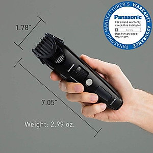 Panasonic Men's Precision Power Beard, Black - Mustache and Hair Trimmer, Cordless Precision Power, Hair Clipper with Comb Attachment and 19 Adjustable Settings, Washable