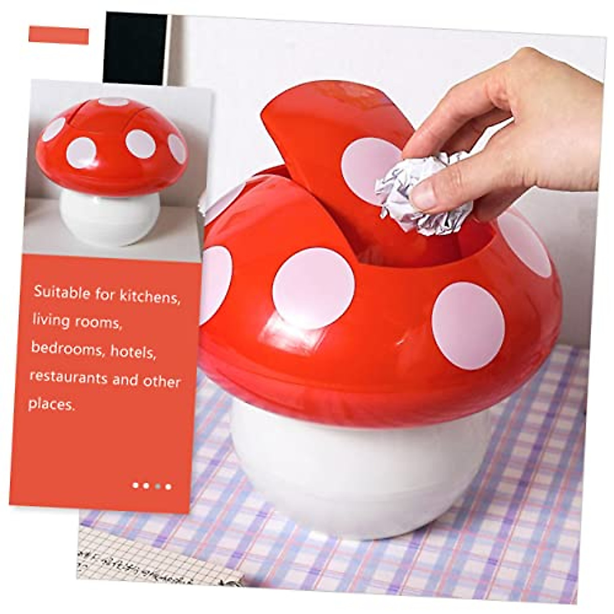 HANABASS for Tiny Adorable Decoration or Tabletop Waste Table Lid Organizer Car Small Home Mushroom Kawaii with Accessory Rubbish Bin Desktop Plastic Countertop Decorative Trash Bins