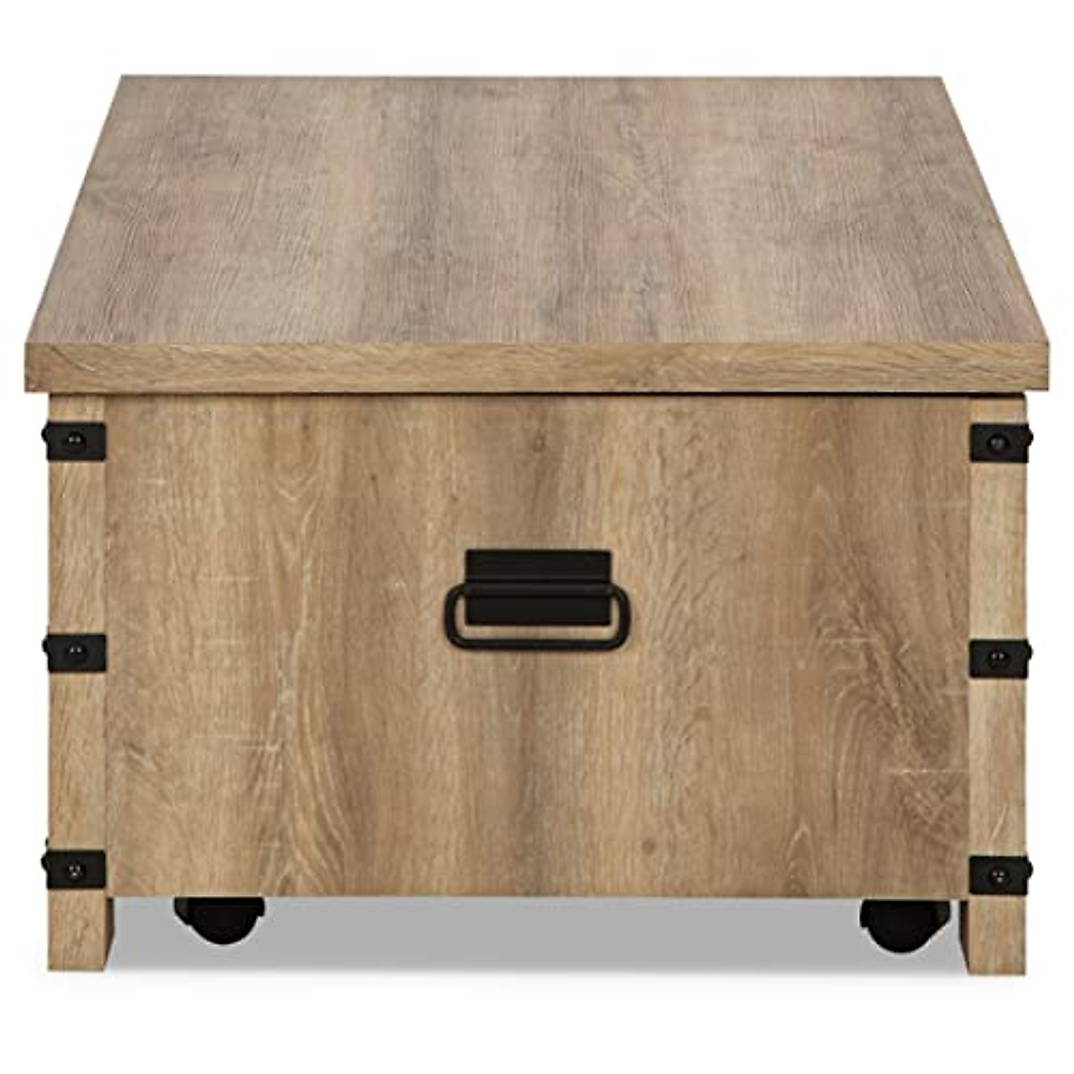 Signature Design by Ashley Calaboro Casual Lift-Top Rustic Coffee Table, Light Brown & Black