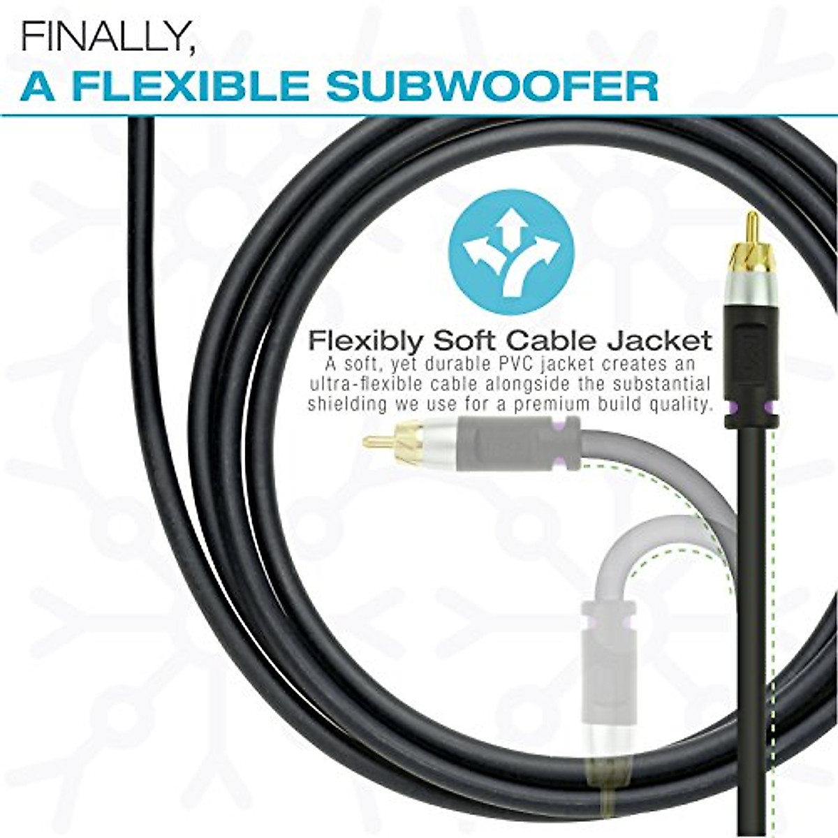 Mediabridge ULTRA Series Subwoofer Cable (8 Feet) - Dual Shielded with Gold Plated RCA to RCA Connectors - Black