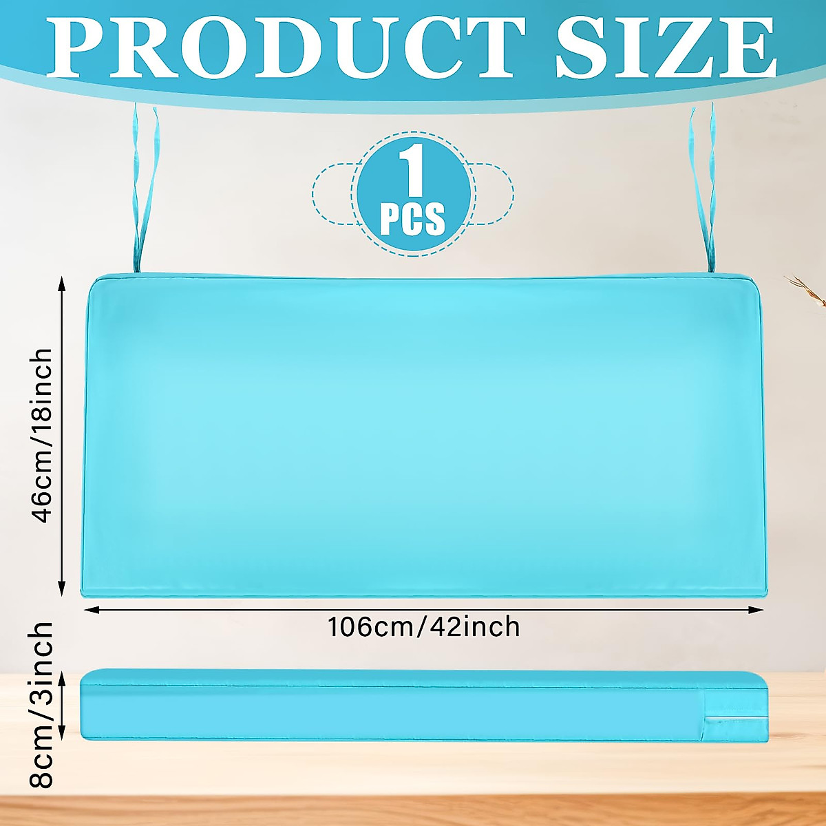 SmoothNovelty 42x18 Inch Patio Bench Cushion Covers Outdoor Waterproof UV Protection Loveseat Swing Replacement Cover with Tie Zipper Adjustable Strap Garden Seat Sofa Furniture Cushion Cover