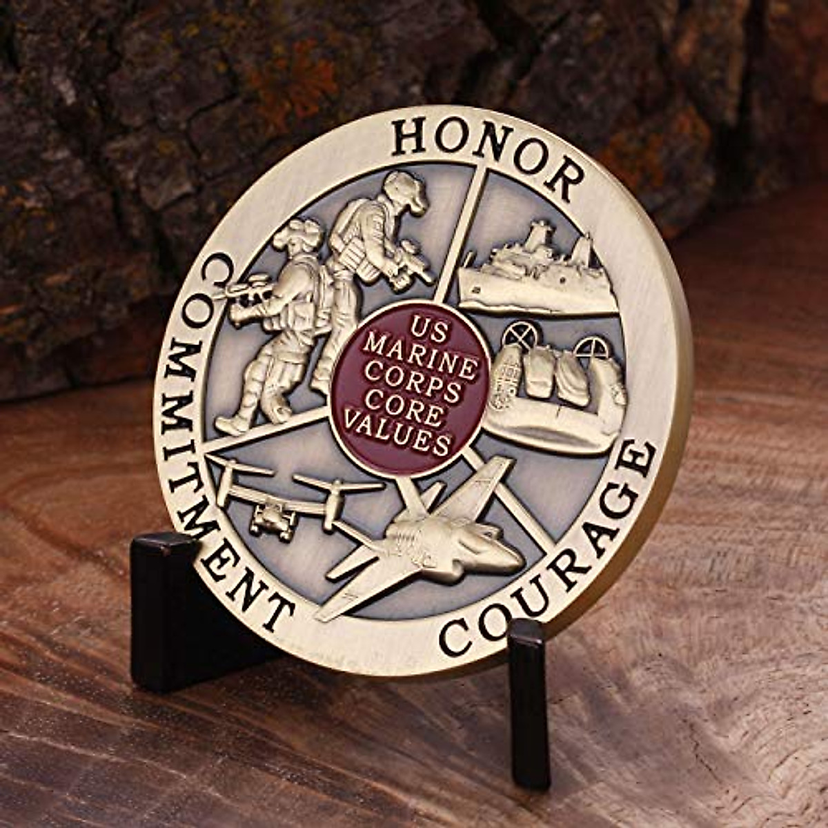 Marine Corps Core Values Challenge Coin - USMC Challenge Coin - Amazing US Marines Military Coin - Designed by Marines for Marines & Veterans!