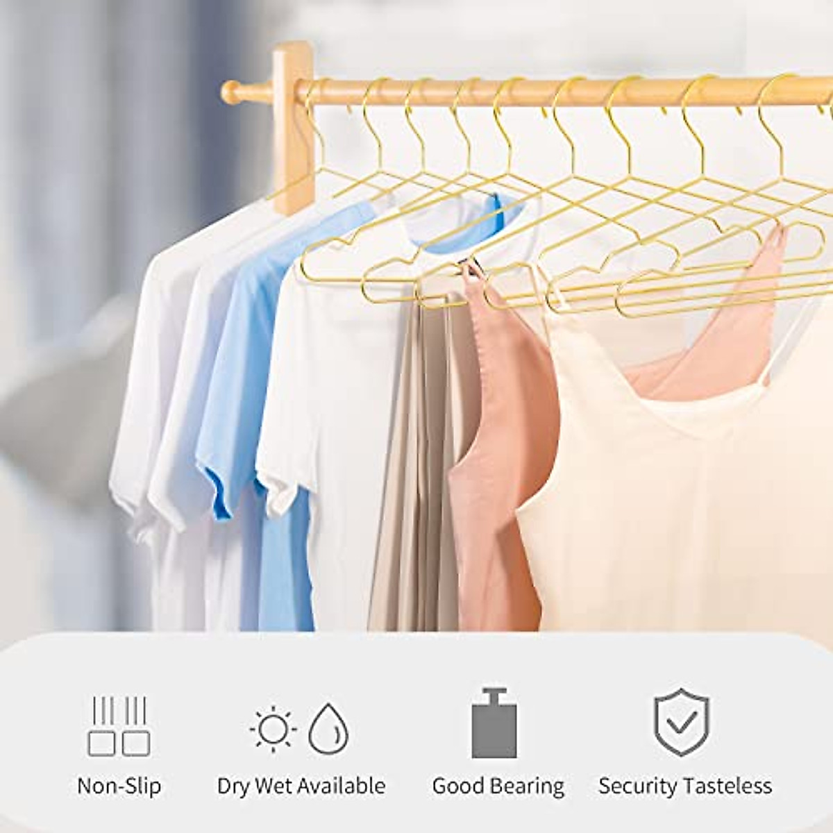 Nature Smile 20 Pack 17.7 Inch Men's Heavy Duty Metal Hangers, Space Saving Wire Hangers, Metal Clothes Hangers, Coat Hanger, Standard Suit Hangers Ideal for Everyday Use, Gold