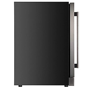 VEVOR 24'' Built-in Beverage Cooler, 5.3 cu.ft. Stainless Steel Beverage Refrigerator w/Embraco Compressor, 142 Can Beer Fridge for Home Bar Office Outdoor Indoor Use, 150L, Black & Silver