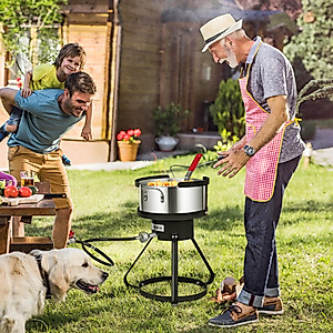 VIVOHOME 10Qt Aluminum Fish Fryer Pot with 6.7Qt Basket, Deep Fryer with Easy Grip Handle for Cooking Chicken Wings, Seafood, French Fries