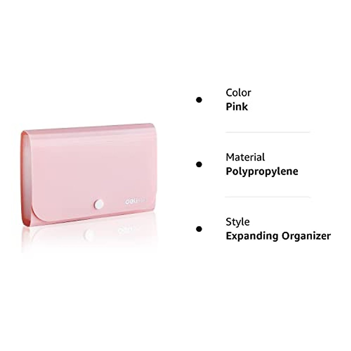 Expanding File Folder, Subdivision Accordion File Folder Mini Organizer PP Wallet for Cards,Coupons,Receipt,Tax Item or Changes,7x4.5 Inches,12 Pockets with Tabs and Check Case(Pink)