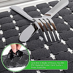 2 Pcs Kitchen Sink Mats, OTHWAY PVC Sink Mat Protector For Stainless Steel & Porcelain Sink, 16" x 12"inch XL Sink Protectors for Kitchen Sink, Quick Draining Sink Saddle Mat (Black)