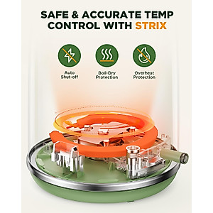 Electric Kettle, 1.8 L Hot Water Boiler Heater with Thermometer, 1500W Retro Electric Tea and Water Kettle with LED Indicator, 100% Stainless Steel, Auto Shut-Off & Boil-Dry Protection, Retro Green