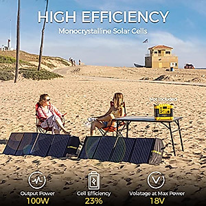 LIPOWER 100W Portable Solar Panel 18V, Foldable Solar Charger for Jackery/Anker/FlashFish/Bluetti/Goal Zero/Rockpals Power Station and with USB, Type-C PD Output