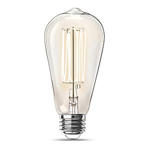 Feit Electric ST19 Vintage Edison LED Light Bulb, 40W Equivalent, Dimmable, 2700K Soft White, E26 Base, Clear Glass Thin Filament Lighting Bulbs, 15,000-Hour Lifetime, ST1940/927CATFIL/2, 2 Pack