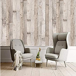 Art3d 17.7"x78.7" Peel and Stick Wallpaper - Decorative Self Adhesive Vinyl Film Wood Grain Wallpaper for Furniture Cabinet Countertop Shelf Paper, Brownish Shiplap Wallpaper