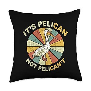 Vintage Pelican Shirt & Co Pelican't T Shirt Vintage Pelican Gift Throw Pillow, 18x18, Multicolor