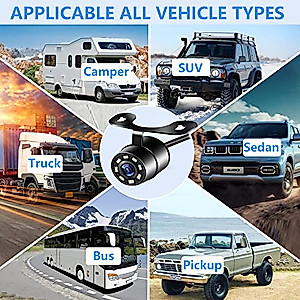 Backup Camera, Universal IP69K Waterproof Front/Side/Rear Camera for Car, 8 LED Lights Infrared Night-viewer with 140° Dynamic Path Guide Line Reverse Back up Camera Systems for Car Truck SUV RV Van