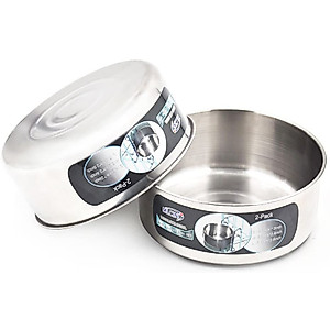 MLCINI Stainless Steel Pet Feeder, 2 Pack Hanging Dog Bowl & Cat Bowl, Non Spill Bunny Feeder with Hook for Crate Cage Kennel, 60 Ounce