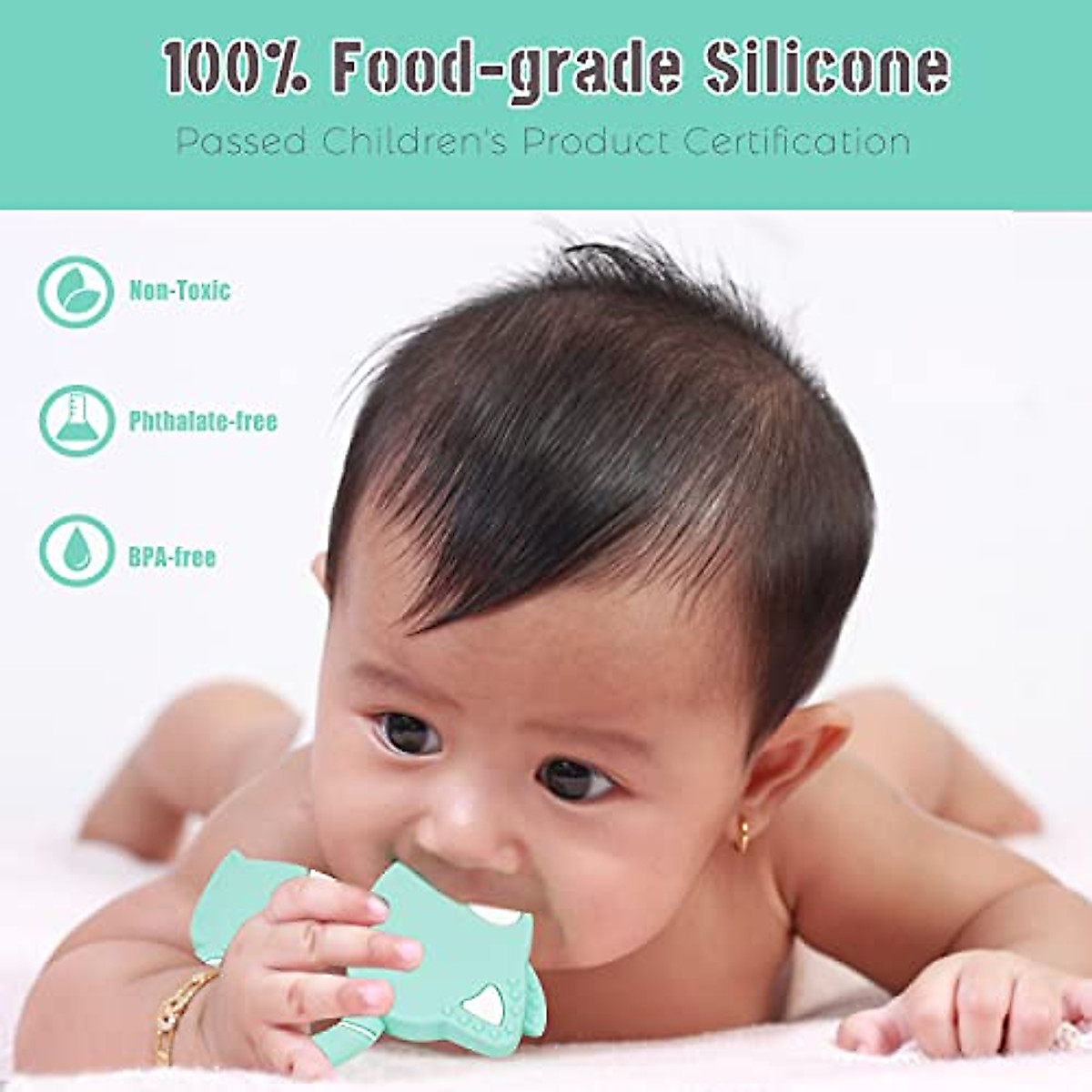 AEOLZ Teething Toys for Baby 0-6 Months, Food-Grade Silicone Baby Teethers, Infant to Toddler Soft Baby Sensory Toys,Teething Relief Baby Girl Gifts, BPA Free