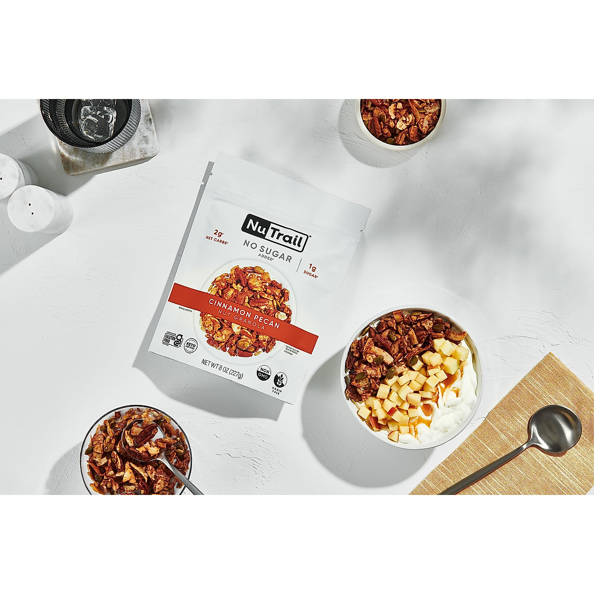 NuTrail Nut Granola Cereal, Cinnamon Pecan, No Sugar Added, Gluten Free, Grain Free, Keto, Low Carb, Healthy Breakfast 8 oz. 1 Count