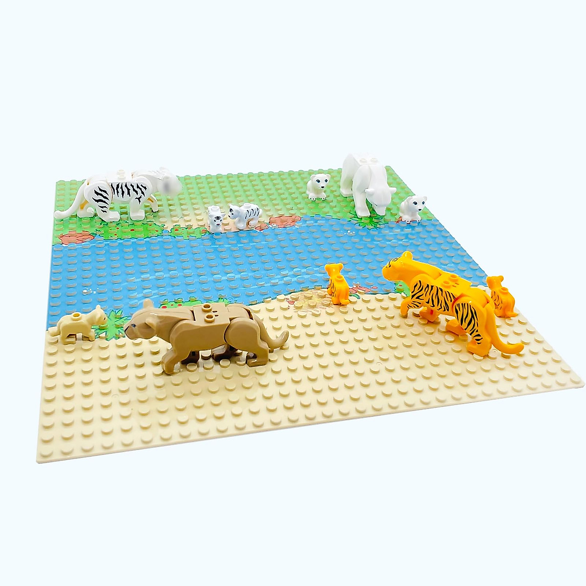 MIUTRUE 12pcs Animals Mini Figures Friends Sets with Baby Building Block Farm Zoo Animals Toy for Boys Girls 6-7-8-9-10-11-12 Kits Tiger Leopard Bear