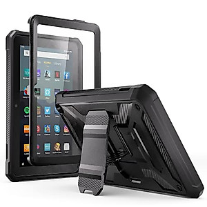 All-New Kindle Fire 7 Tablet Case (12th Gen, 2022 Release) - DJ&RPPQ Lightweight Armor Series Full Body Rugged Hands-Free Viewing Stand with Screen Protector for Amazon Fire 7 Kids Tablet - Black