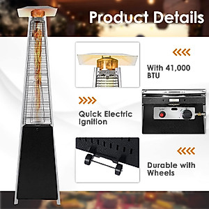 Incbruce Outdoor Heater Standing Patio Heater, 41000 BTU Stainless Steel Propane Patio Heater, Portable Propane Heater with Wheels for Patio and Garden (Matte Gold)