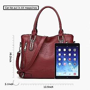 XingChen Women’s Leather Shoulder Handbags Crossbody Bags Hobo Totes Top-Handle Bag Satchel and Purse for Ladies（Wine）