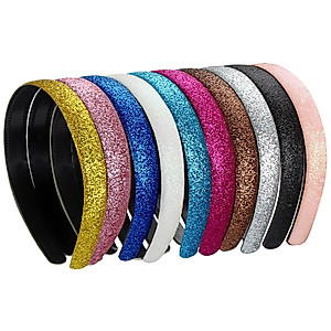 Blulu 10 Pieces Glitter Plastic Headbands Sparkly Colorful Fashion Hair Hoop Hairbands with Teeth Multiplecolor Glitter Hair Accessories Non Slip Head Band for Girls Women Kids 5.12 x 5.12 x 0.51 Inch
