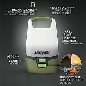 Energizer Vision LED Camping Lantern, Pack of 1 & Weatheready Rechargeable LED Flashlight, Pack of 3 - Emergency Lights