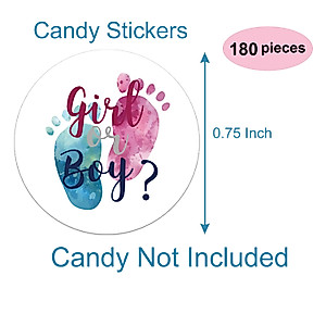 180 Chocolate Drop Labels Stickers-Gender Reveal Footprints Kisses Labels for Baby Shower, Girl or Boy Baby Shower Favor Labels.