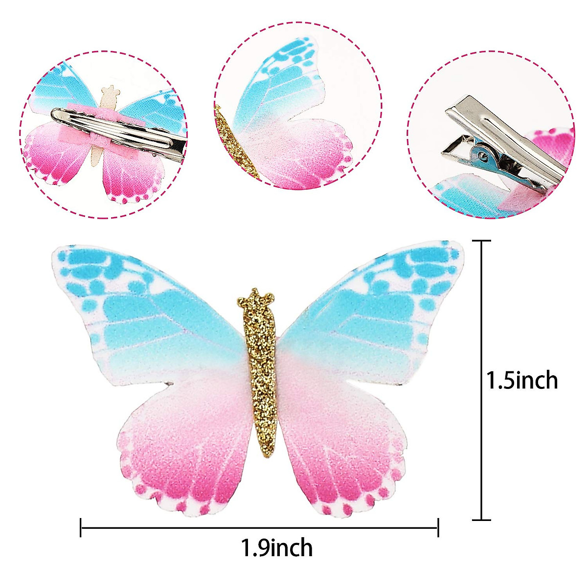 Boao 18 Pieces Glitter Butterfly Hair Clips for Girls Teens Women Hair Accessories(Trendy Style)