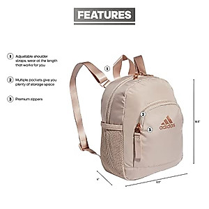 adidas Linear Mini Backpack Small Travel Bag, Wonder Taupe Beige/Rose Gold, One Size