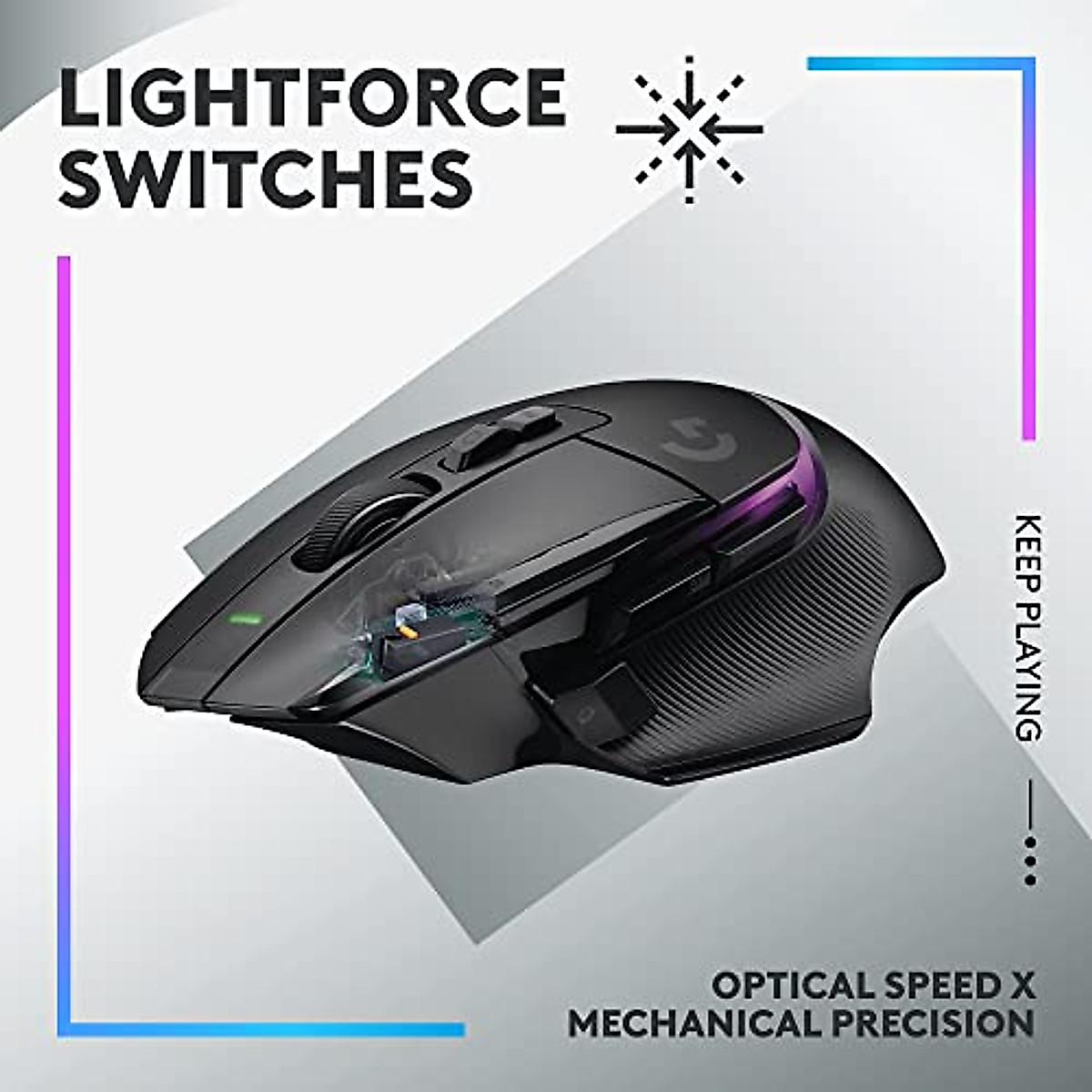 Logitech G502 X PLUS LIGHTSPEED Wireless Optical mouse with LIGHTFORCE hybrid switches, LIGHTSYNC RGB, HERO 25K gaming sensor, compatible with PC - macOS/Windows - Black