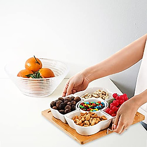 YOUEON Appetizer Serving Tray, Ceramic Divided Serving Tray, Divided Serving Platters for Relish Dishes, Removable Serving Dishes for Chips and Dip, Condiment, Veggies, Candy and Snacks