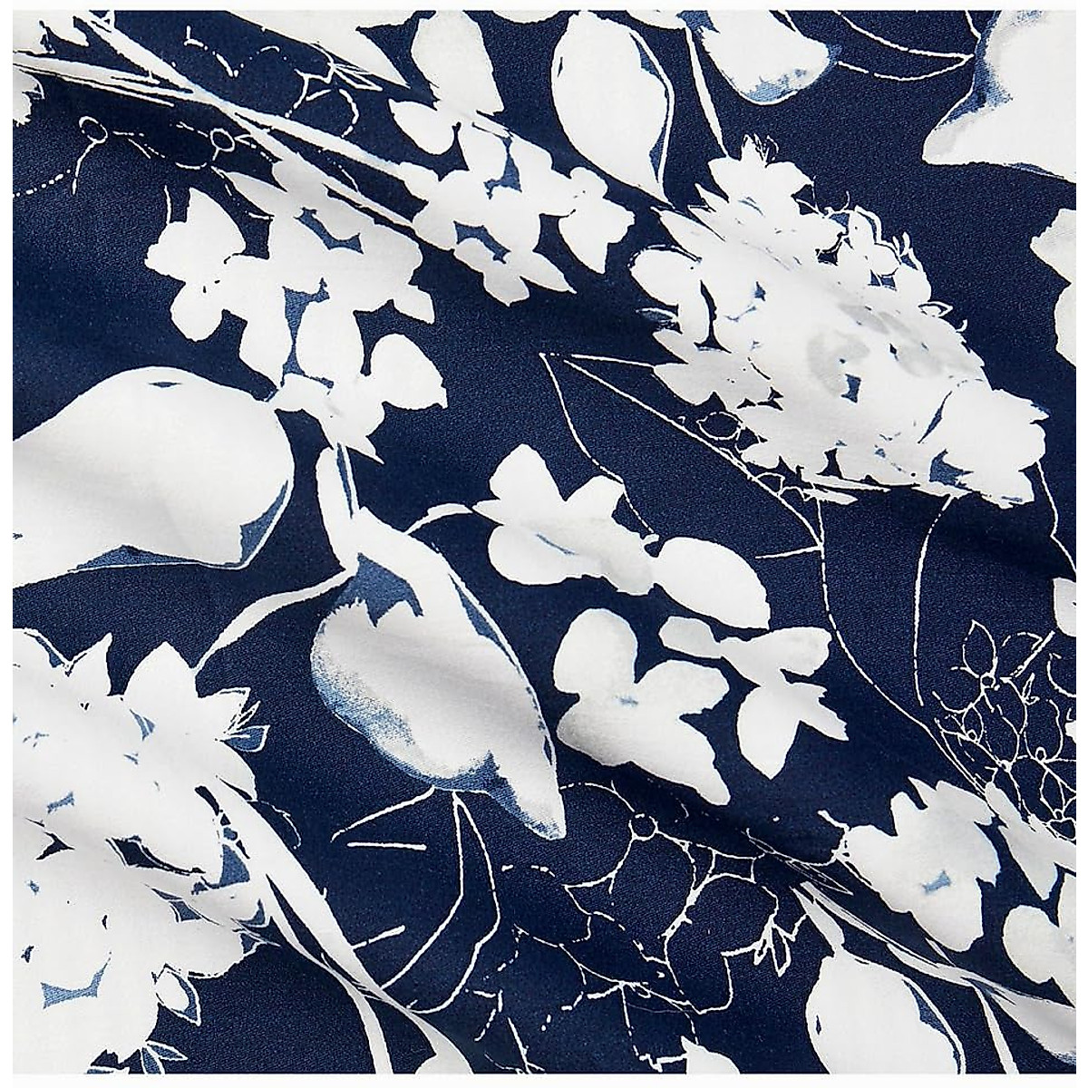 Lauren Ralph Lauren Navy Blue Floral Reese Full Queen 3 pc Duvet Cover Set Shams Grey White