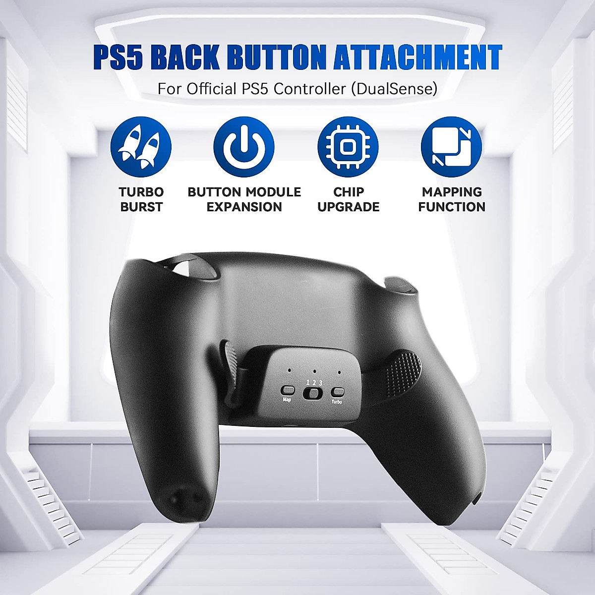 Sehawei PS5 Controller Back Button Attachment with Turbo Function, Back Paddles Kit with Mapping Function for PS5 Controller Model BDM-010 & BDM-020 & BDM-030(without Controller)