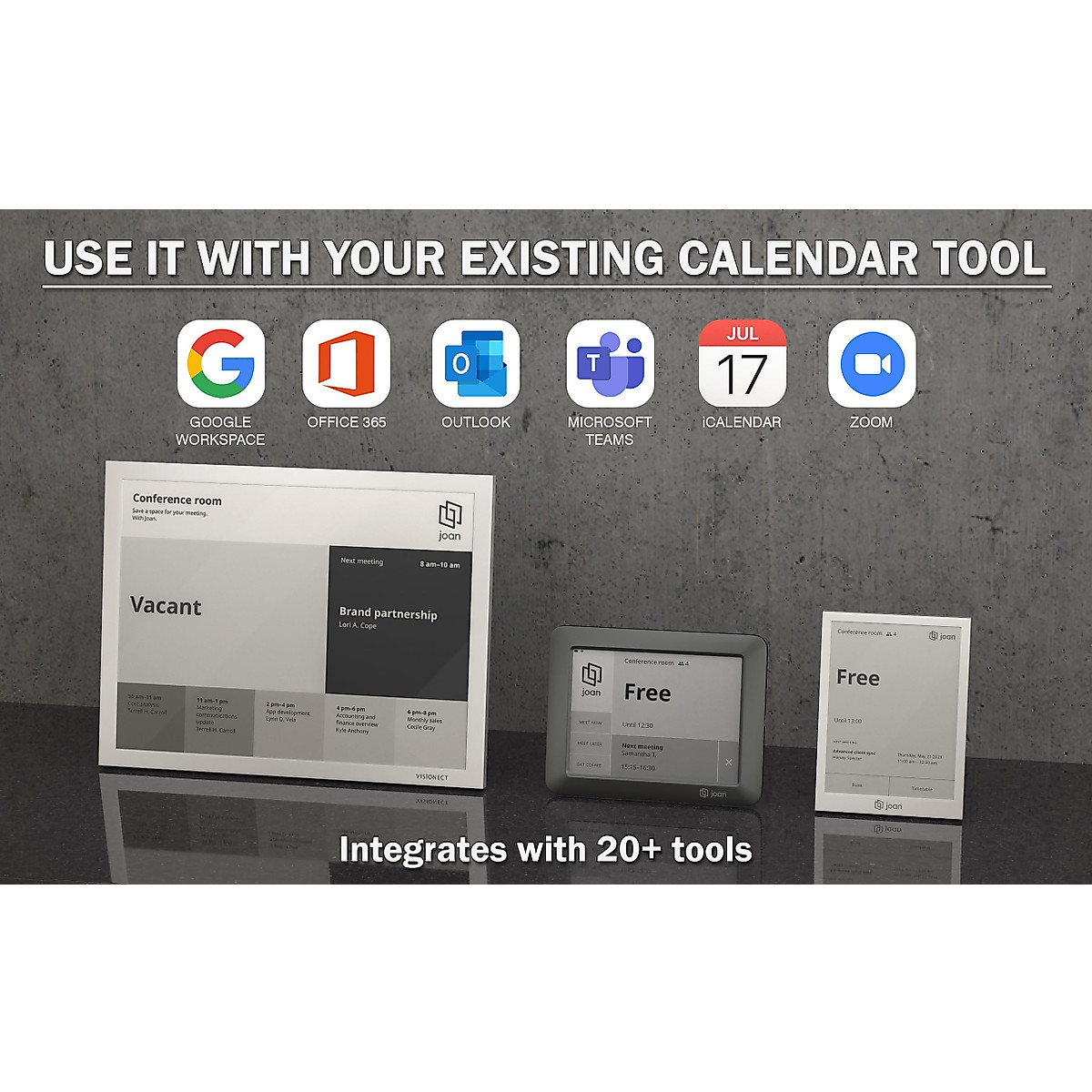 Joan 6 Black: Wireless E Ink Touch 6-Inch Display Meeting Scheduler - Smart Office Organizer, Calendar Sync