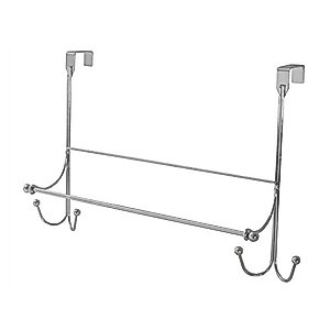 Splash Home Madhu Over The Door Hook Rack Accessory Organizer, 16" x 3" x 12", Satin