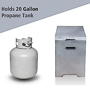LIMOR Concrete Propane Tank Cover Table with Side Handles, 16" Square Gas Tank Cover Hideaway for 20 lb Propane Tank, Grey Propane Tank Storage Box with Tank Holder for Gas Fire Pits
