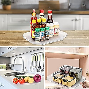 Square Lazy Susan for Refrigerator,Rectangular Fridge Turntable Lazy Susan Organizer,Countertop Condiment Storage Rack, for Cabinet, Table, Pantry, Kitchen (Large)