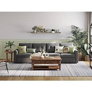 LINSY HOME Rubik III 4 Seats Fabric Sofa Set, Deep Seat Modular Sectional Sofa, Modern Extra Large Sofa Couch with Storage Seats & Removable Cover, 4 Seater Convertible Sofa, Dark Grey