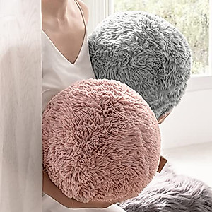Ashler Plush Ball Throw Pillow and Cushion for Sofa, Cute Style Round Pillow with Handle, Super Soft Spherical Pillow for Bedroom, Circle Orb Shaped Decorative 10 x 10 Inches Dark Grey