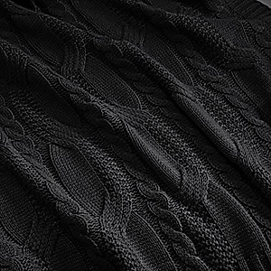 Aormenzy Black Knit Throw Blankets Cable Knit Decorative Throw Blanket Soft Cozy Knitted Blanket for Sofa Couch Bed, 50" x 60"
