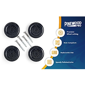 Pinewood Car Polished Axles and Lathed Wheels from Official BSA Car Kit for Derby Cars