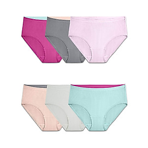 Fruit of the Loom Women's Underwear Breathable Panties (Regular & Plus Size), Low Rise Brief - Micro Mesh - 6 Pack, 7