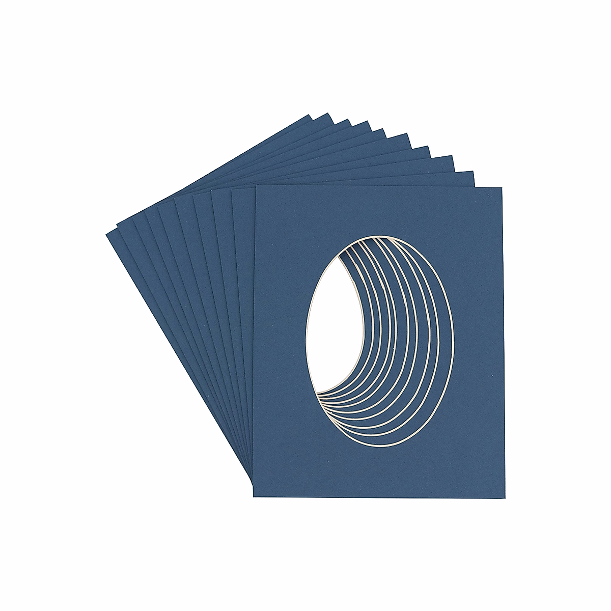 CountryArtHouse Steel Blue Acid Free 22x28 Oval Picture Frame Mat with White Core Bevel Cut for 20x24 Pictures - Fits 22x28 Frame - Pack of 10 Matboards