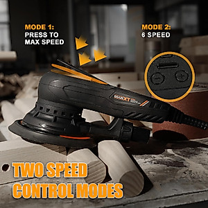MAXXT Random Orbital Sander Brushless 350W 3A Multi-function Variable Speed Electric Corded Orbital Sanders Machine with 10 Sanding Paper for Woodworking, Drywall Sanding, Polishing (5.0mm Orbit)