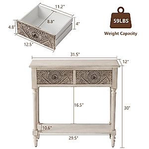 COSIEST Console Table with 2 Drawers, MDF Narrow Entryway Table with Storage Shelf, Wood Accent Sofa Table for Living Room, Entrance, Hallway, Couch, Light Grey