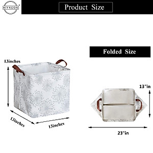 HIYAGON Square Storage Bins,Storage Baskets,Canvas Fabric Storage Boxes,Foldable Nursery Basket for Clothes,Books,Shelves Baskets,Gift Baskets,Home Organization,Room Decor(Dandelions)