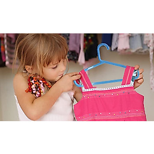 25 Pack Non-Toxic Plastic Hangers Kiddo's Closet Children Everyday's Hangers | Toddler and Teen Hangers in Blue and Pink Color | Non-Slip Plastic Slim Hangers | Toddler Hangers to Hang Their Stuff