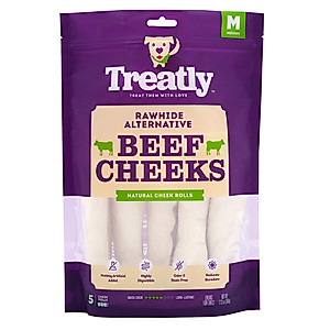 Treatly Cowcheek Rolls 6" Dog Chew Treats - Natural Flavor, 5 Count/1 Pack